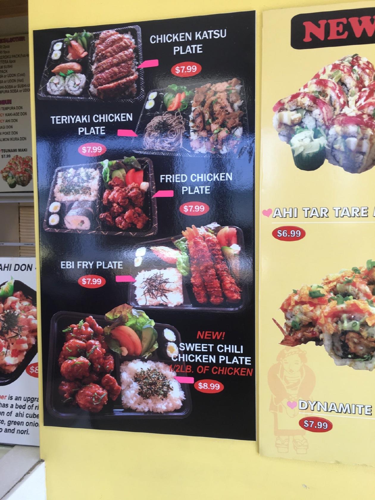 Menu at Kozo Sushi restaurant, Honolulu, S King St