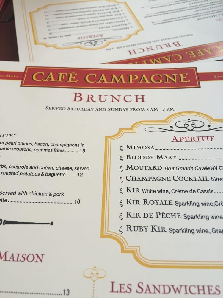 Menu at Cafe Campagne, Seattle