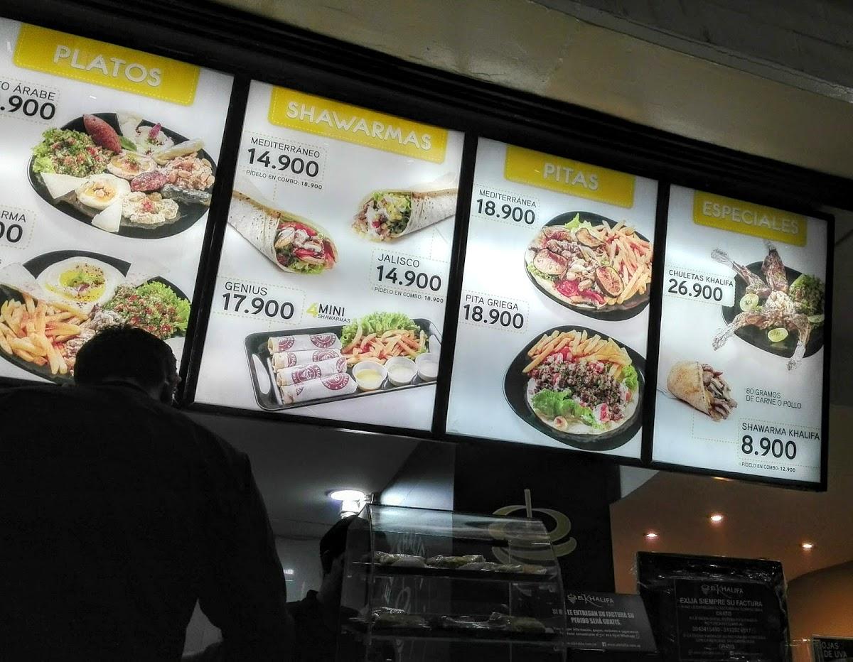 Carta de El Khalifa Shawarma CC. Hacienda Santa Barbara, Bogotá, Cra. 7 ...