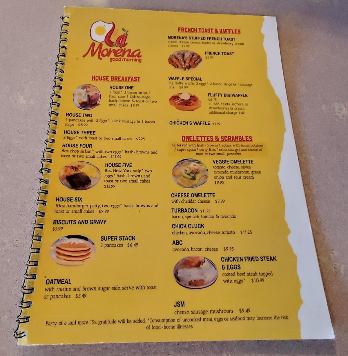 Menu at La Morena Good Morning restaurant, Sioux City