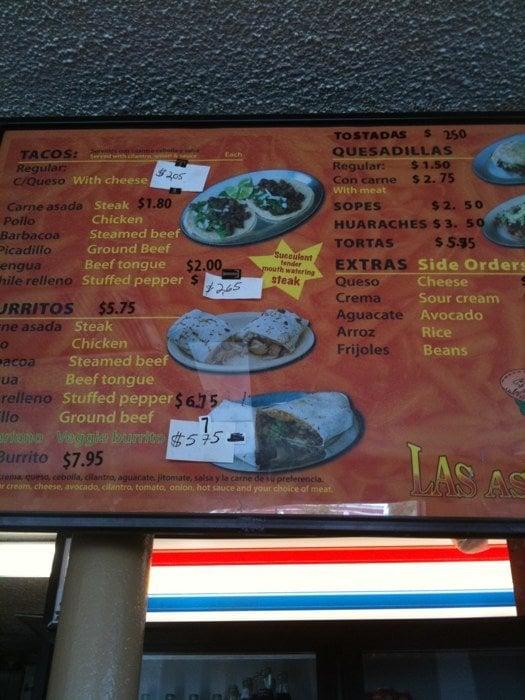 Menu at Las Asadas Fresh Mexican Grill Taqueria restaurant, Des Plaines ...