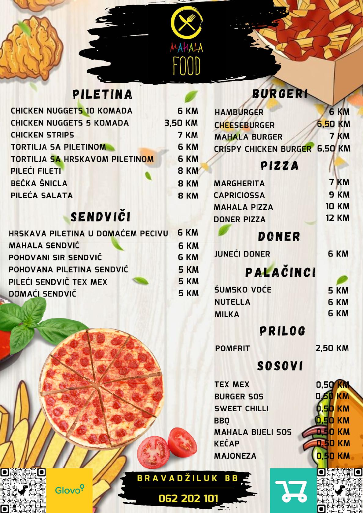 Menu au Mahala Food restaurant, Sarajevo