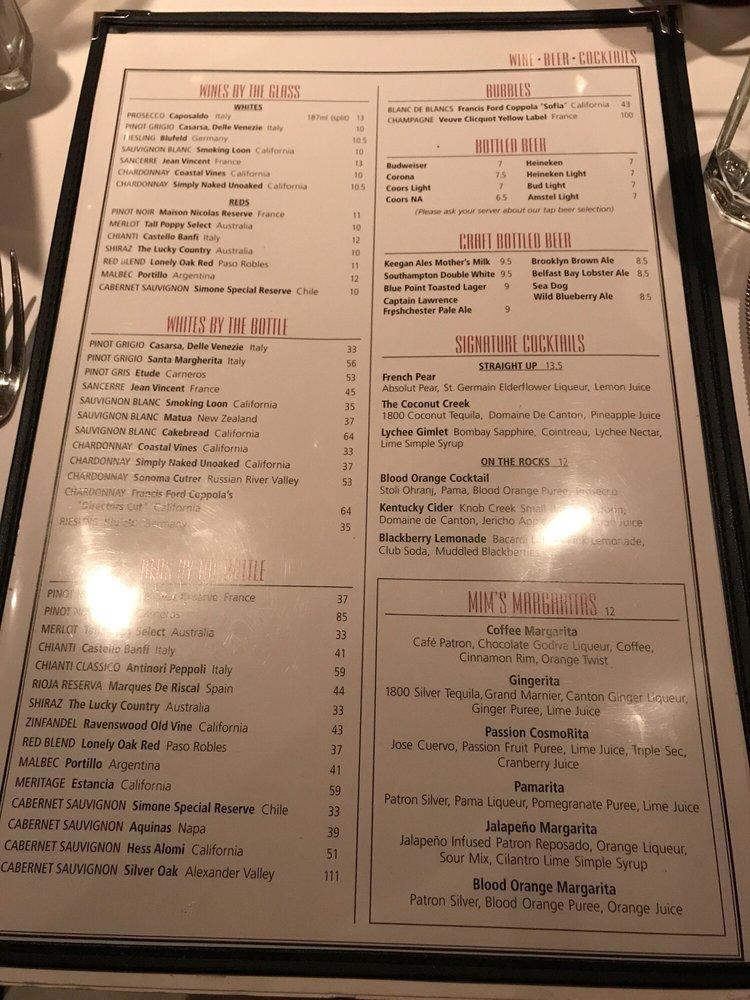 Menu at Mim's Restaurant, Roslyn Heights