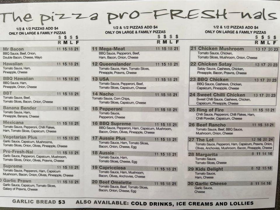 Menu at Pizza Pro-Fresh-Nals restaurant, Ararat