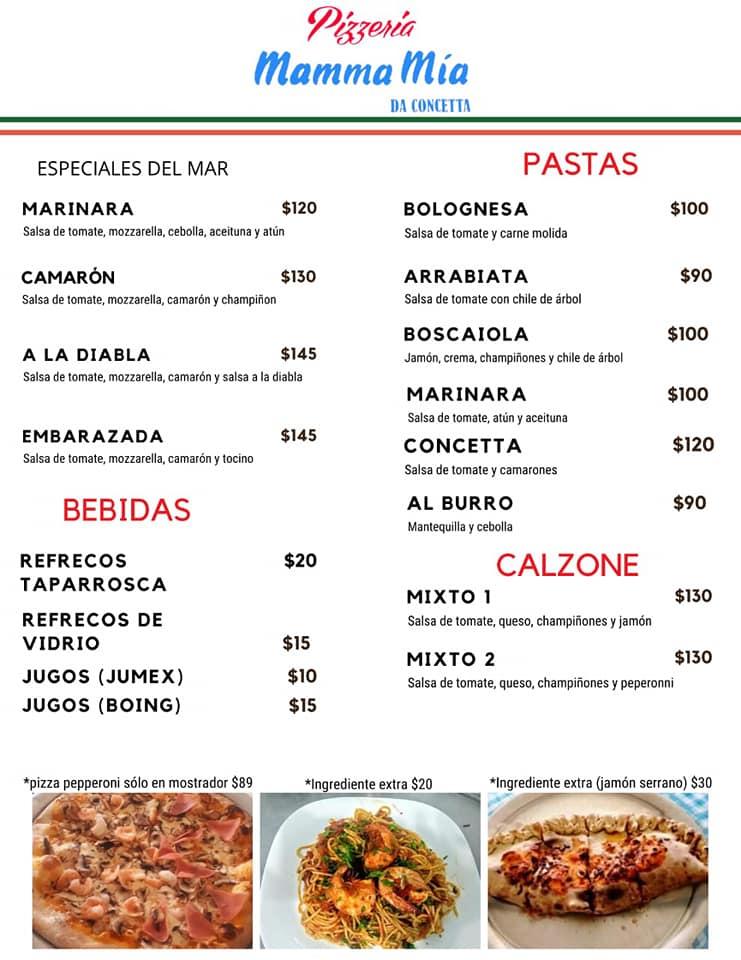 Menu at Pizzeria Mamma Mia "Da Concetta", Irapuato, Calzada de los ...