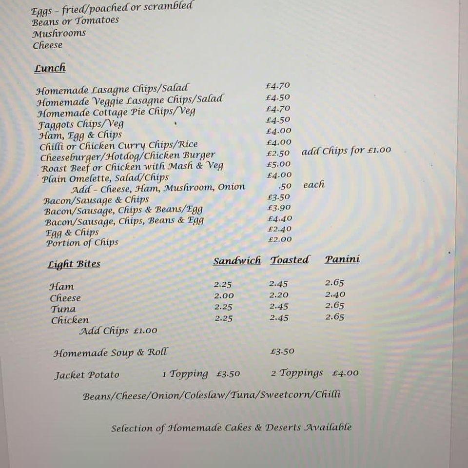 Menu at The Walk Cafe, Hereford