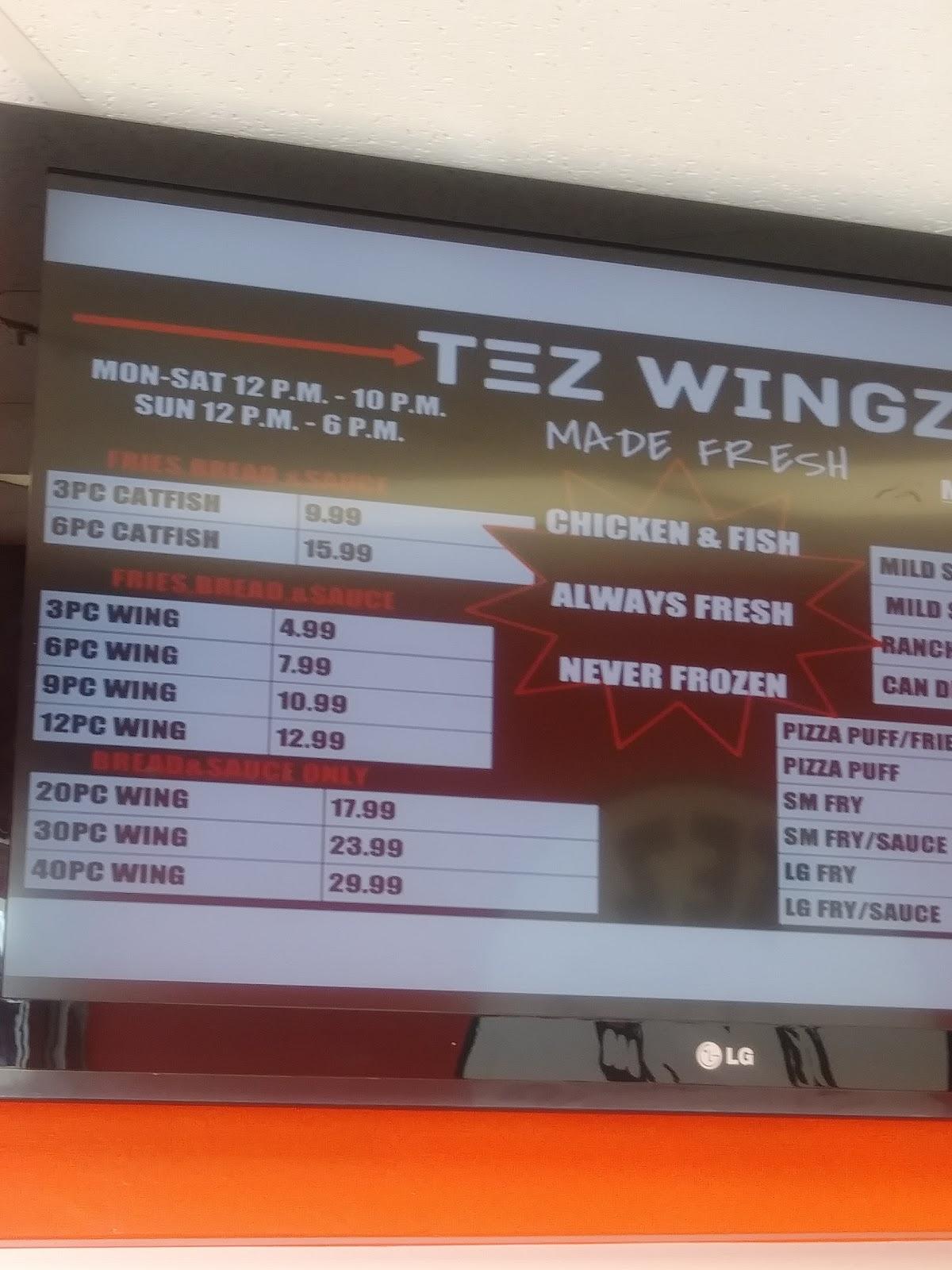 Menu at TEZ WINGZ restaurant, Midwest City