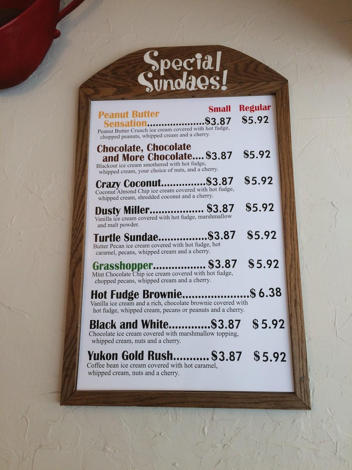 Menu at Tic Toc Ice Cream restaurant, Loudon
