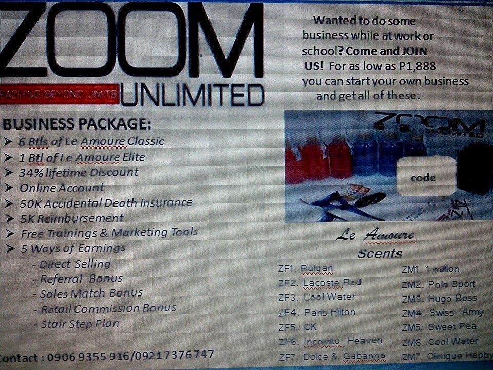 Menu at Zoom unlimited, General Santos City
