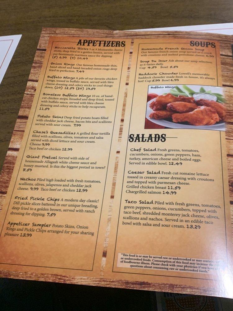 Menu at Chase's Family Restaurant, Bangor