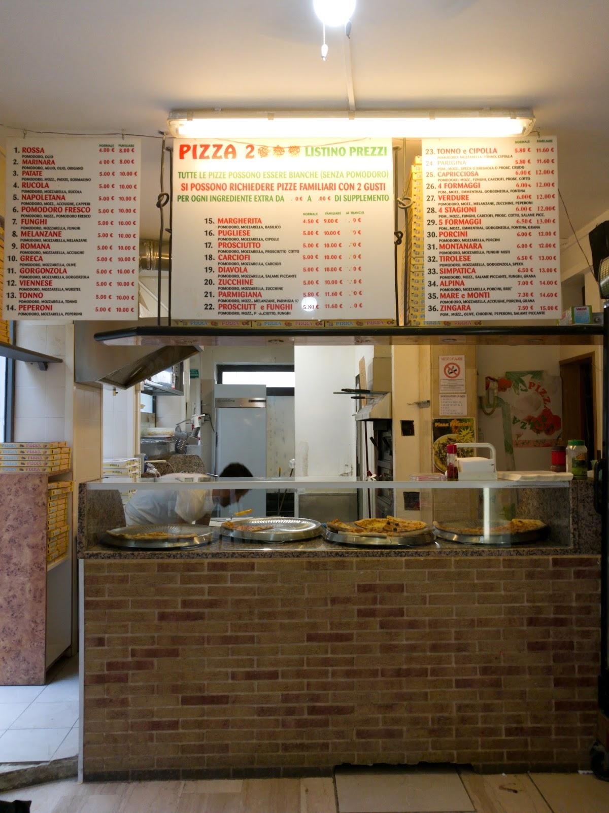 Menu at Pizza 2000 pizzeria, Venice