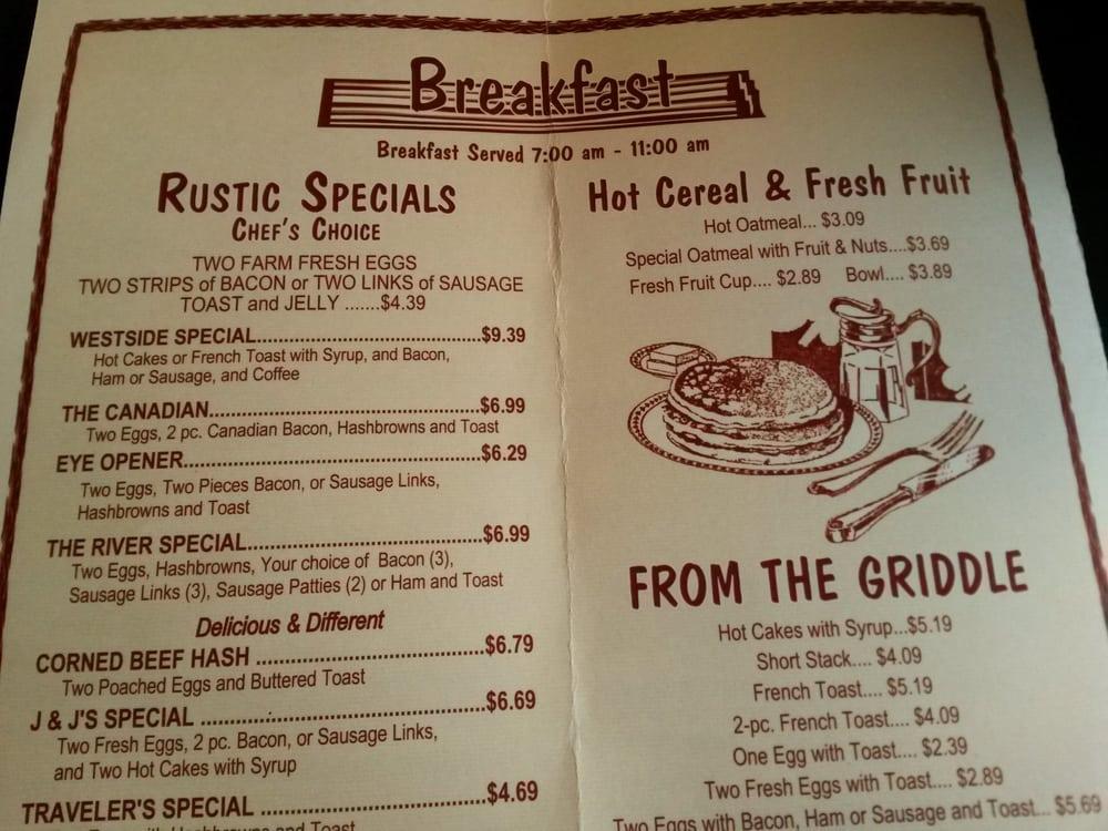 Menu at Rustic Restaurant, Rocky River