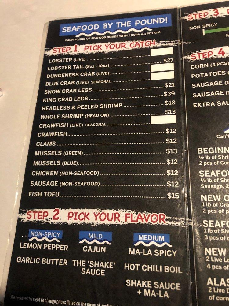 Menu at Seafood Shake pub & bar, Cleveland Heights