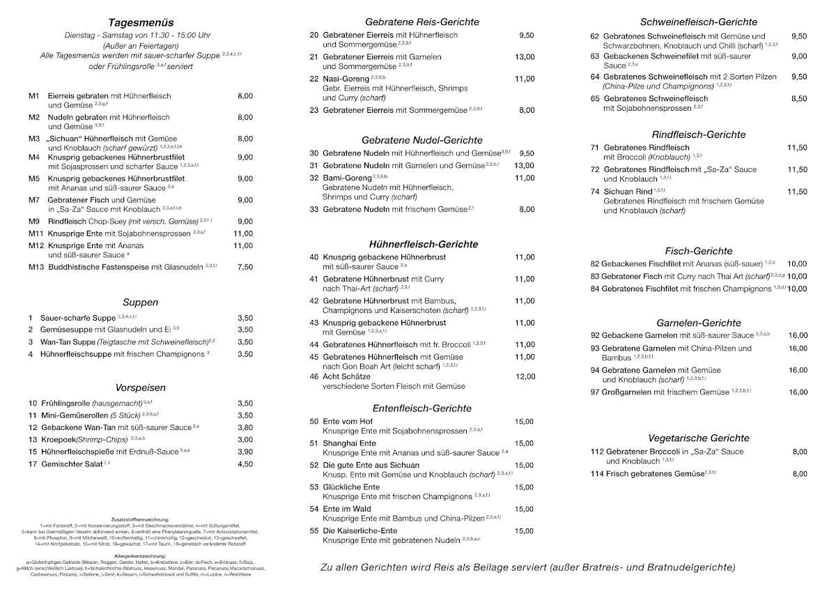 Speisekarte von China Restaurant Mr. Miao, Idar-Oberstein