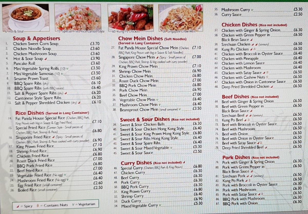 Menu at Fat Panda Takeaway fast food, Portree