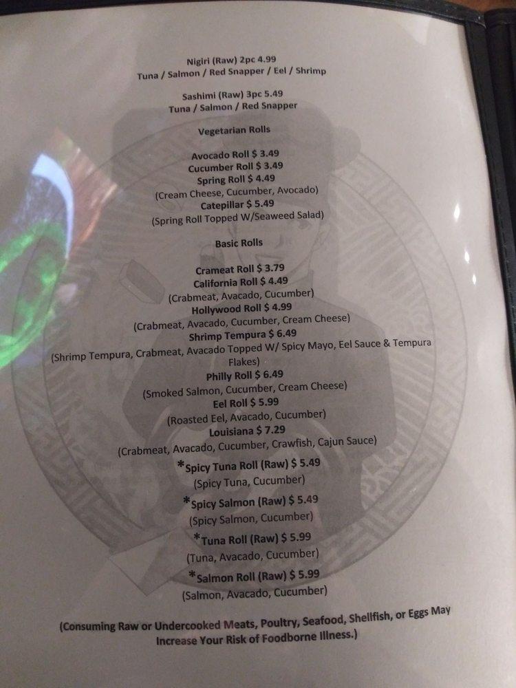 Menu at Hiro Hiro restaurant, Sallisaw