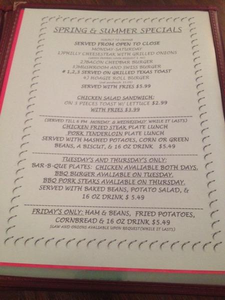 Menu at Hunt's Dairy Bar, Park Hills, E Main St