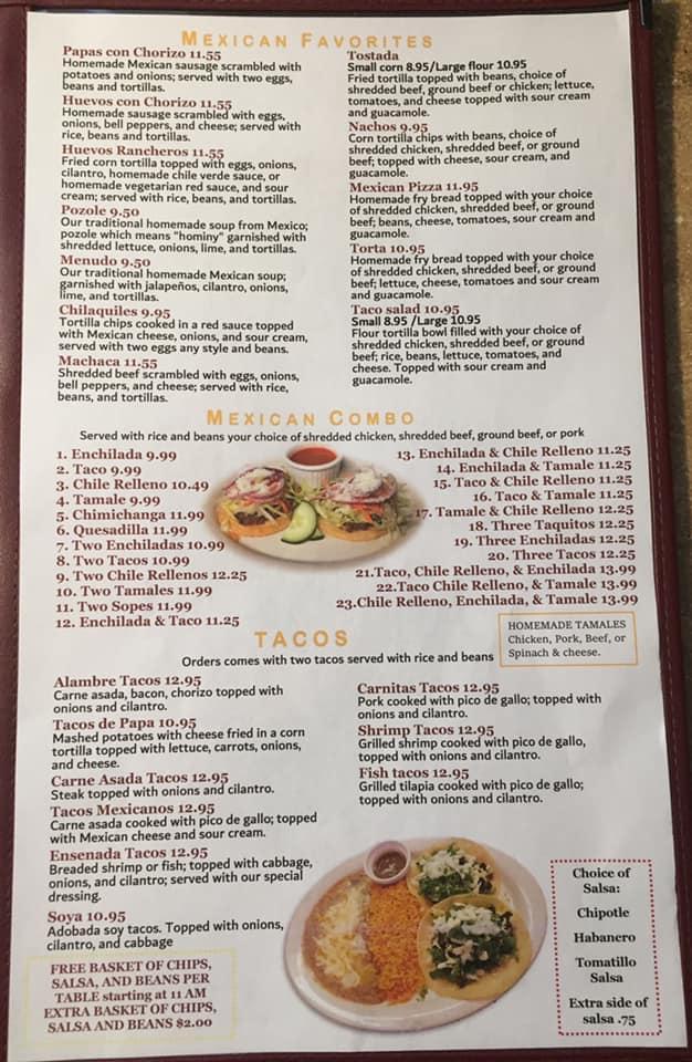 Menu at Lucio’s restaurant, Quincy, 875 E Main St