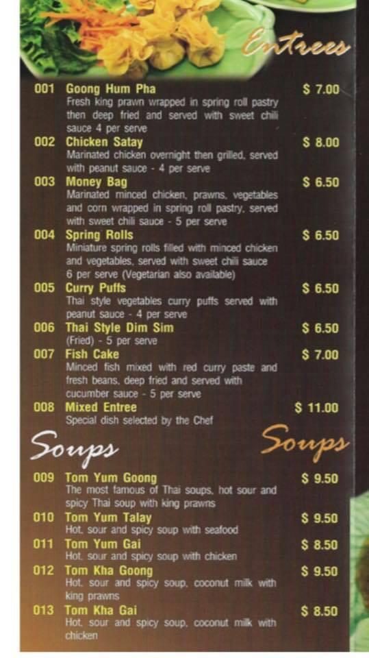 Menu at Thai @Sale restaurant, Sale