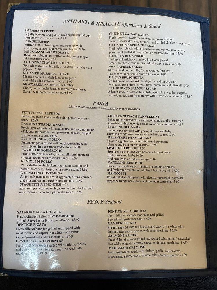 Menu at Volare Italian Restaurant, Brenham