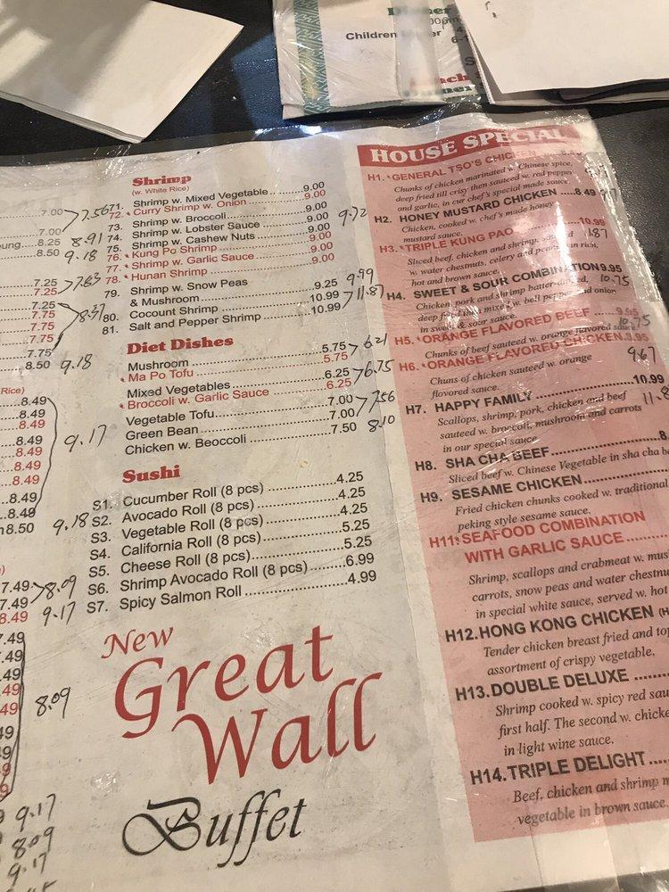 Menu at Great Wall Buffet(Dine in or order by menus,and to go ...