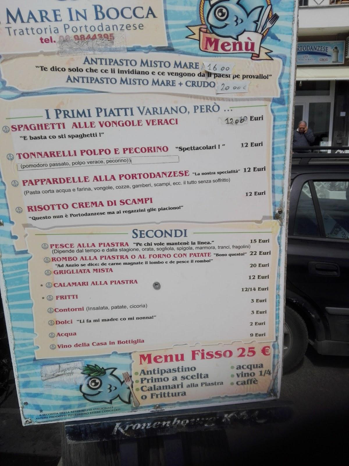 Menu da Il Mare In Bocca - Trattoria Portodanzese ristorante, Anzio ...