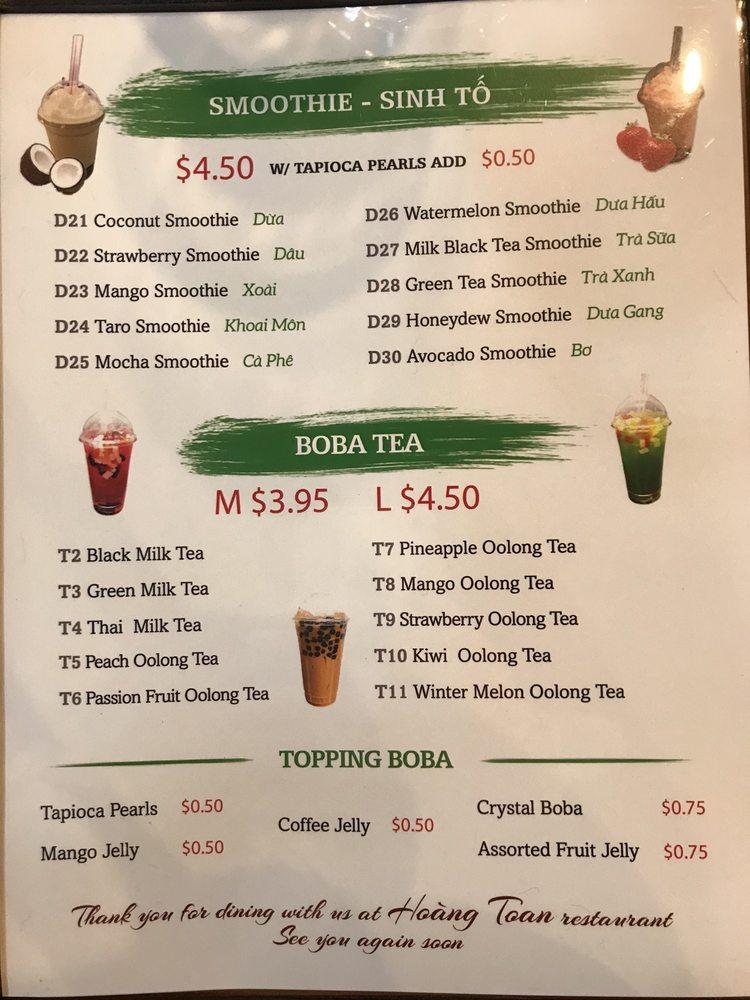 Menu at Pho 24 DBA. Hoang Toan Restaurant, Duluth