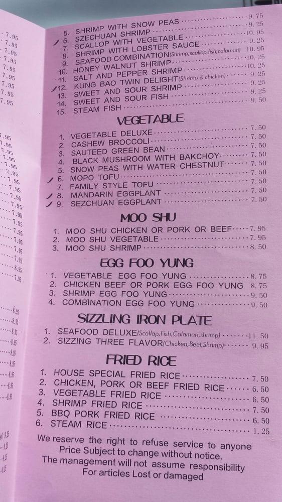 Menu at Asian Dragon Chinese restaurant, Lakeport