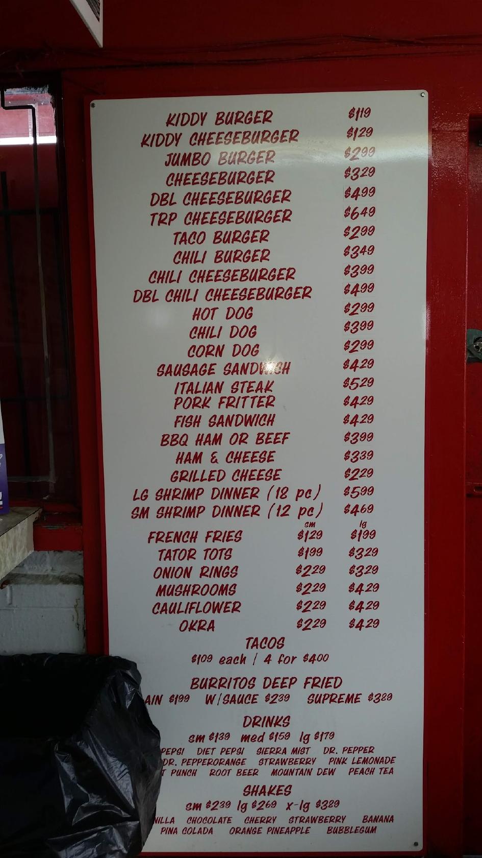 Menu at Humdinger Drive-In and Food Truck restaurant, Kansas City