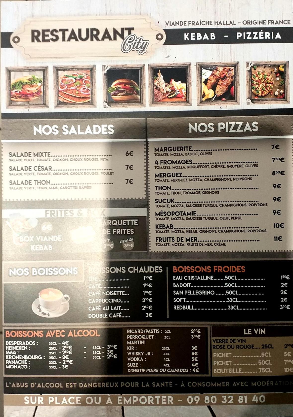 Carta de Restaurant City Kebab, Fréjus