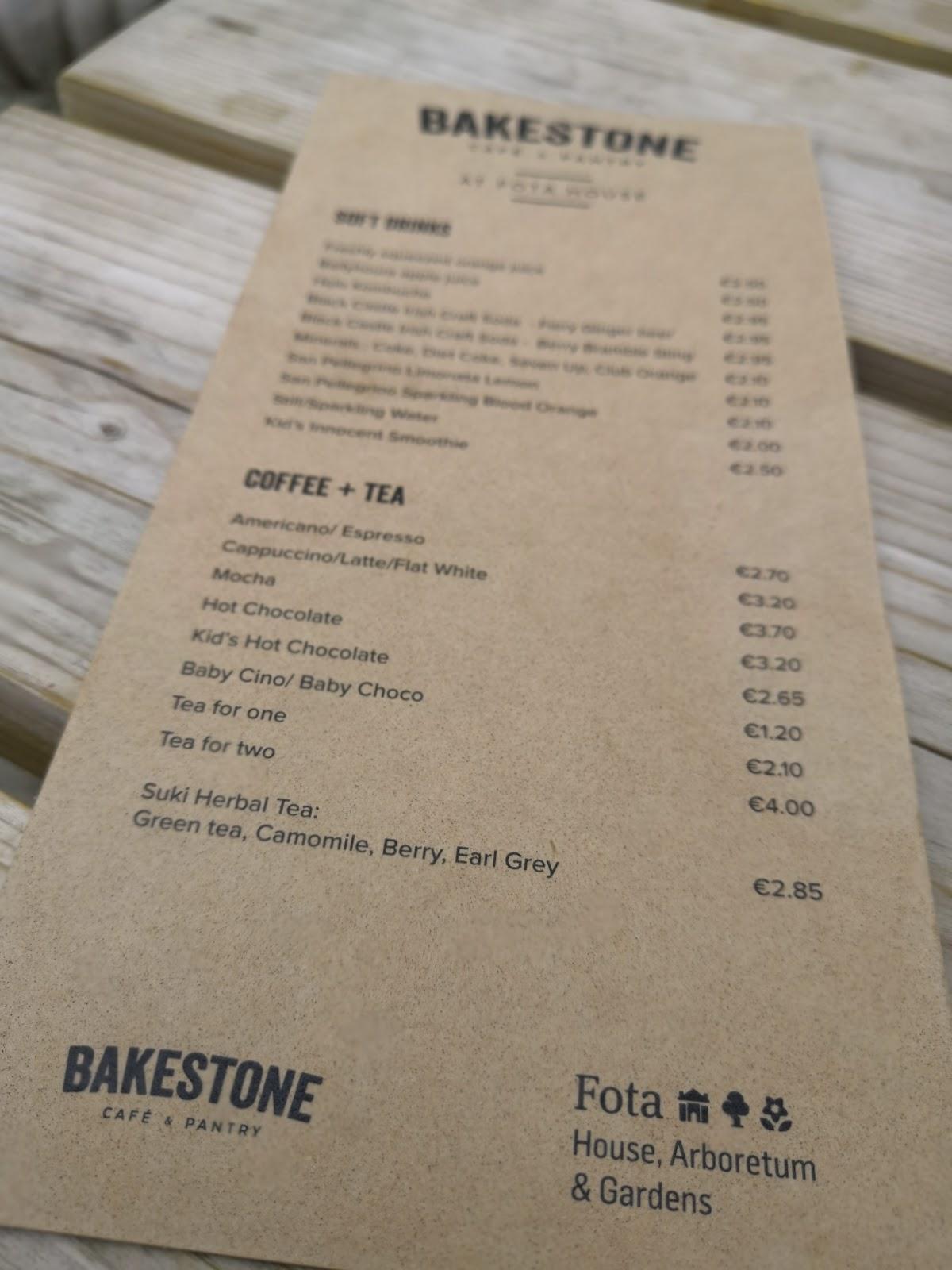 Menu at Bakestone Café & Pantry cafe, Fota