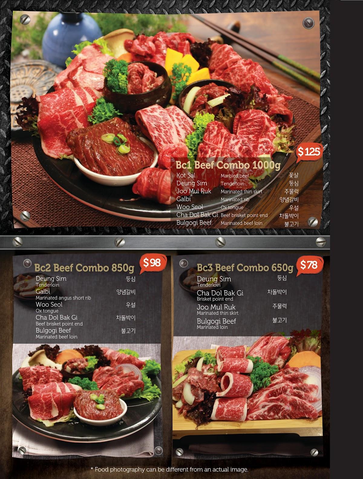 Menu at Myung jang and Obaltan restaurant, Sydney