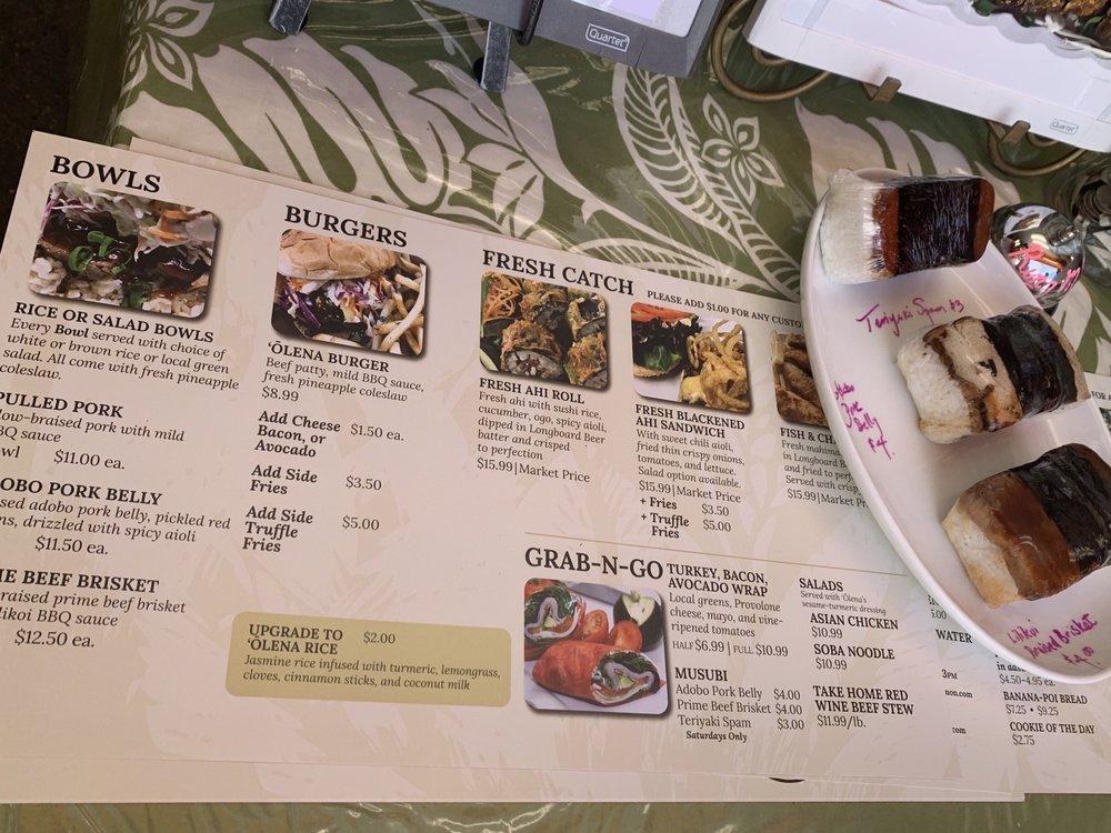 Menu at ‘Ōlena by Chef Ron Simon restaurant, Honolulu