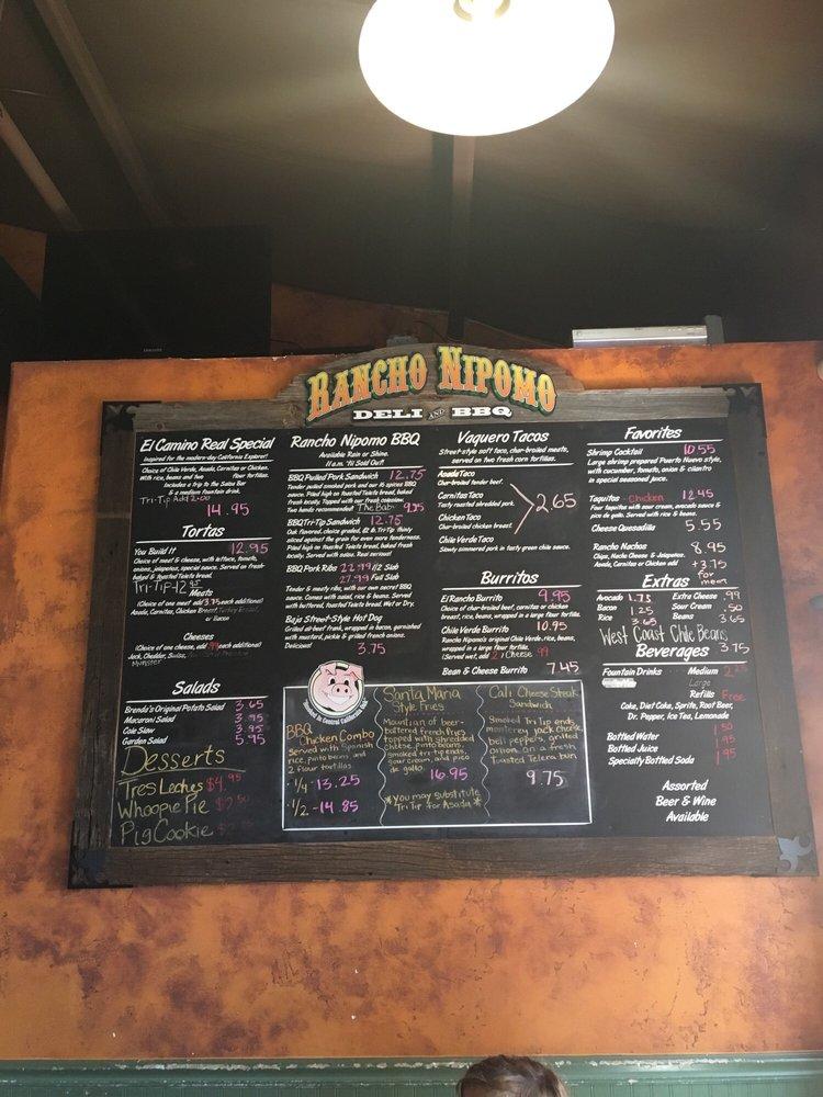 Menu at Rancho Nipomo BBQ, Nipomo