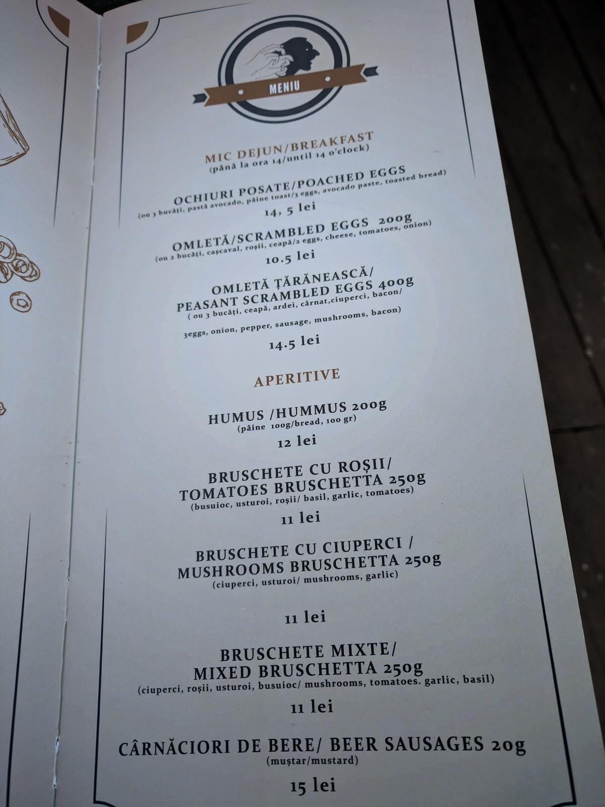 Menu at Shadow Cafe-Bar, Cluj-Napoca