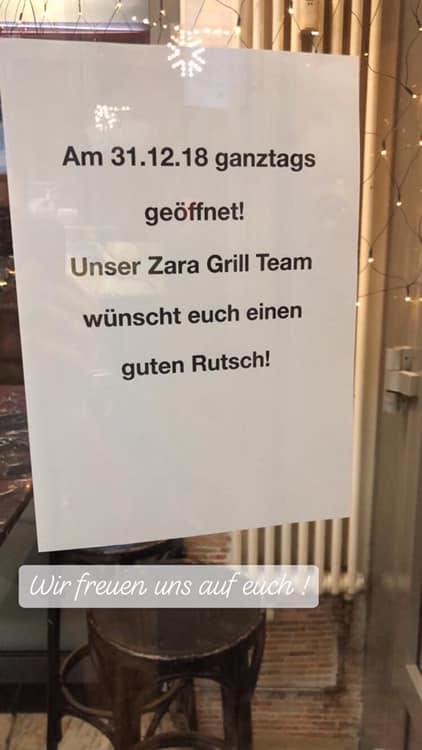 Menu at Zara Grill restaurant, Regensburg