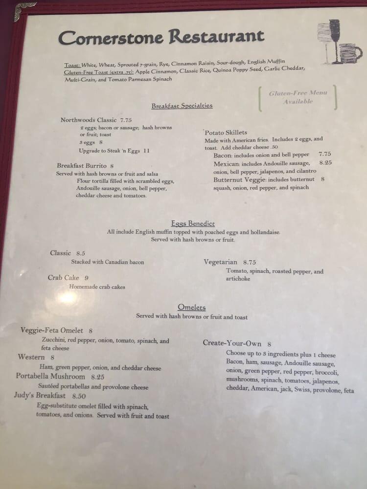 Menu at Cornerstone Restaurant, Genesee Depot