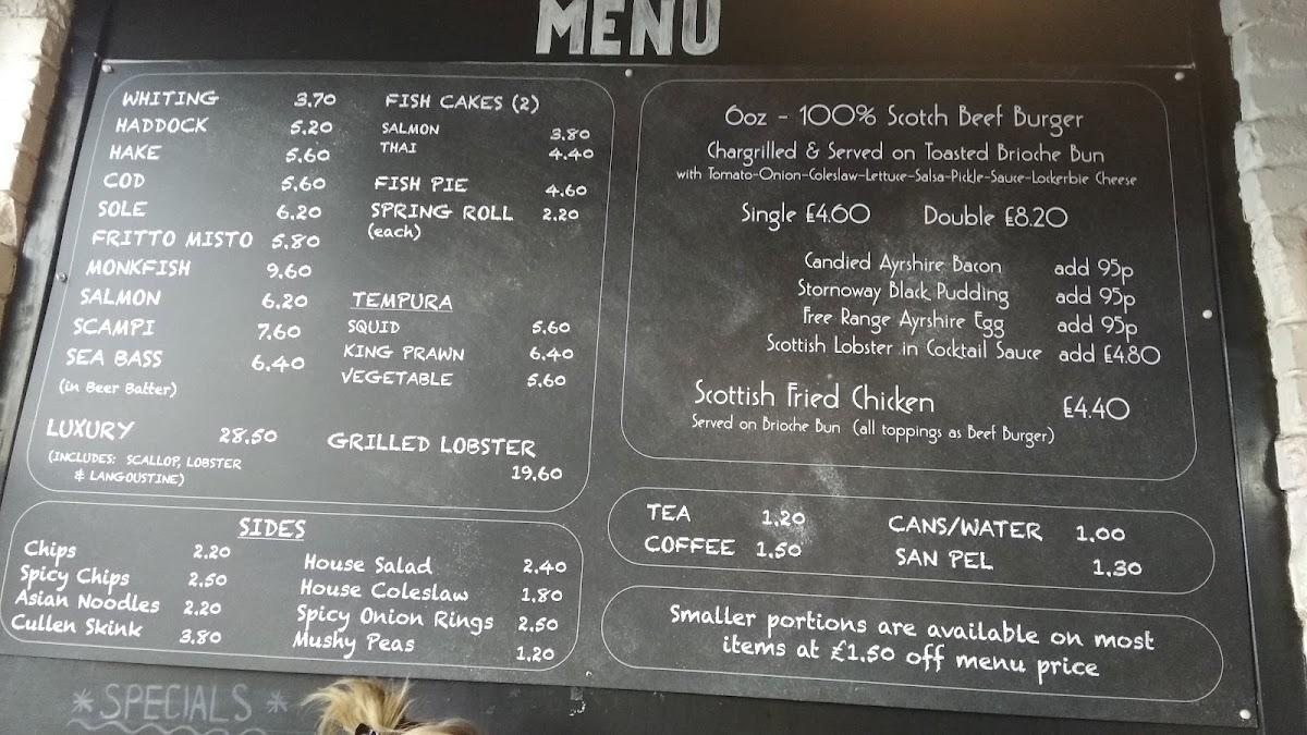 Menu at The Wee Hurrie fast food, Troon