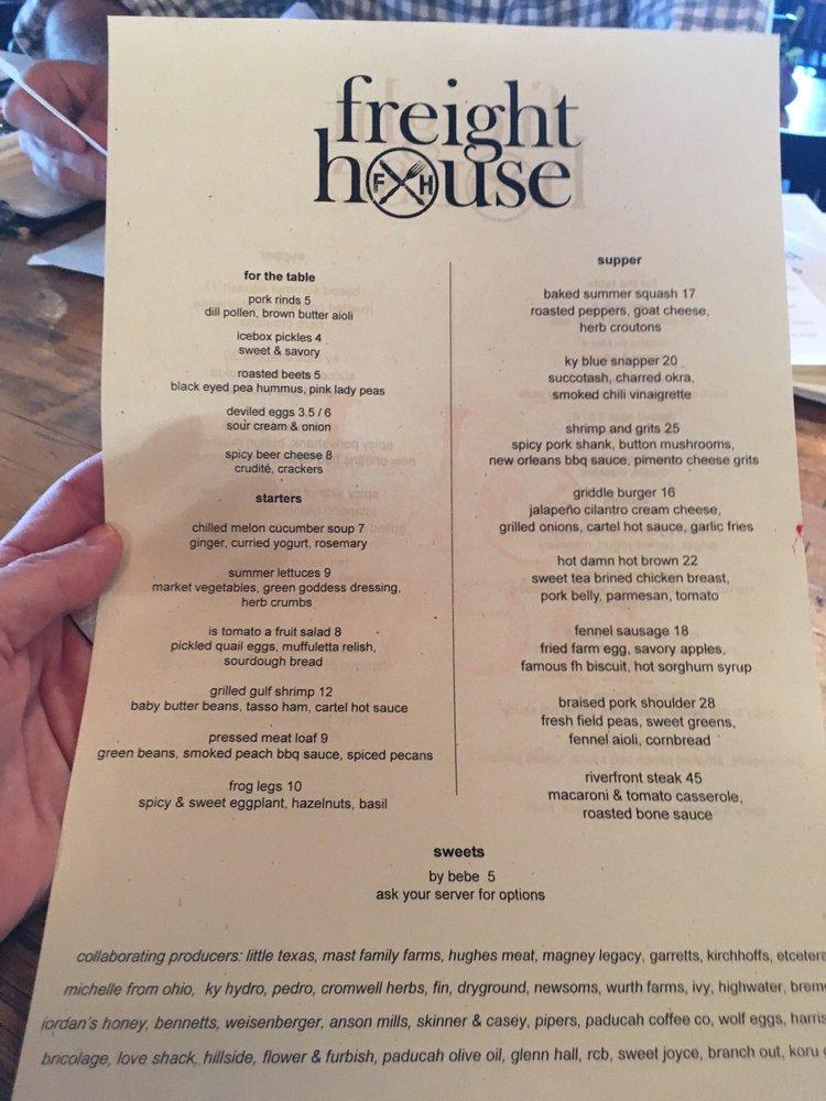 Menu at the freight house pub & bar, Paducah
