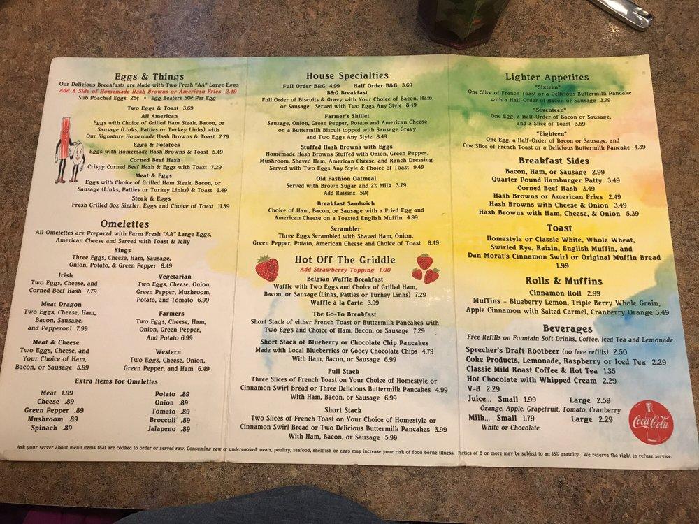 Menu at Gary's Restaurant, Whitehall