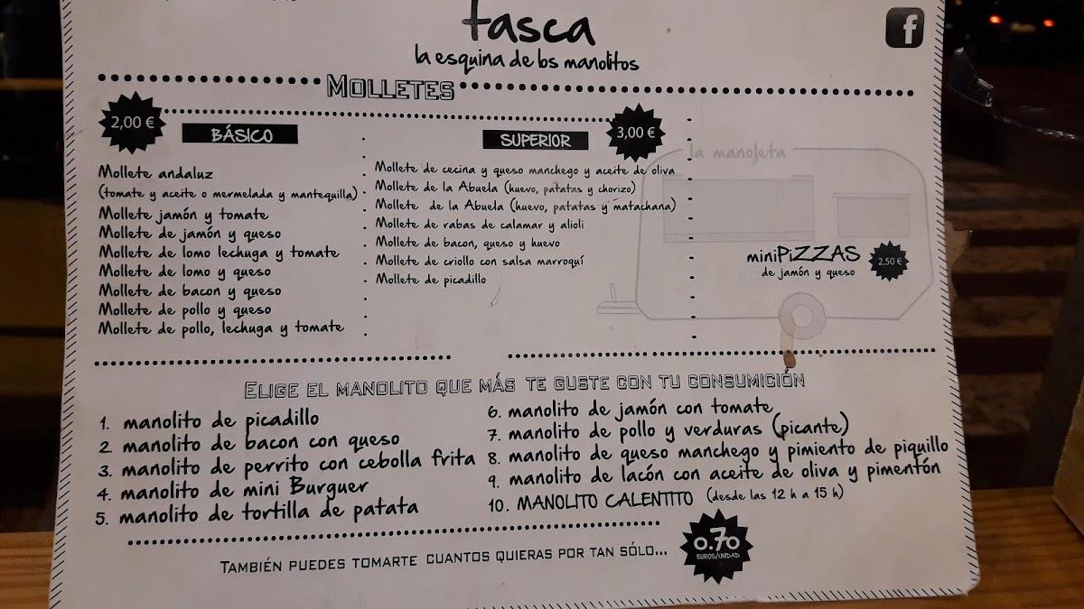 Menu at Los Manolitos pub & bar, Gijón
