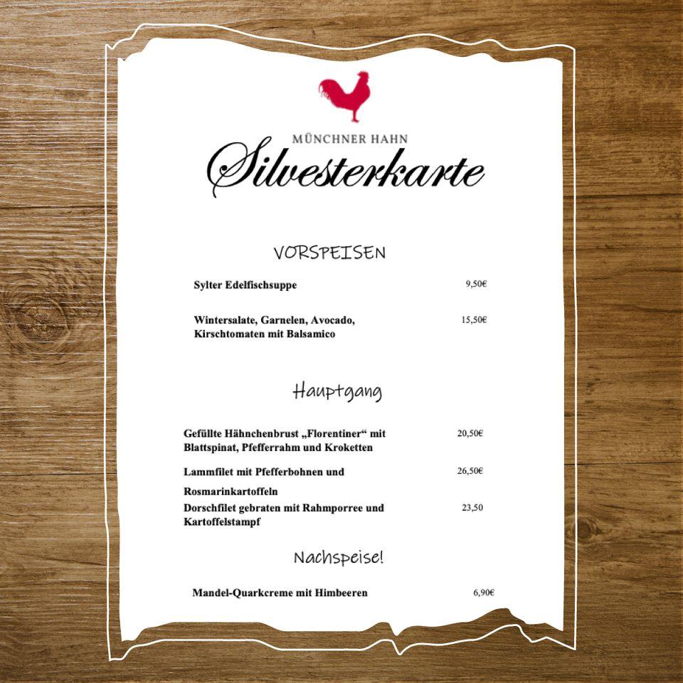 Speisekarte von Münchner Hahn restaurant, Sylt