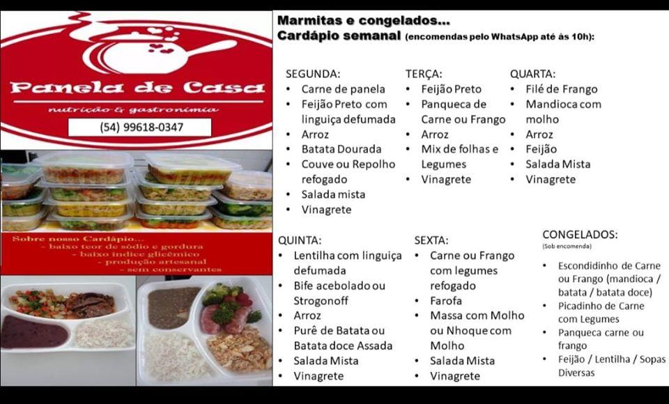 Menu at Panela de Casa restaurant, Passo Fundo