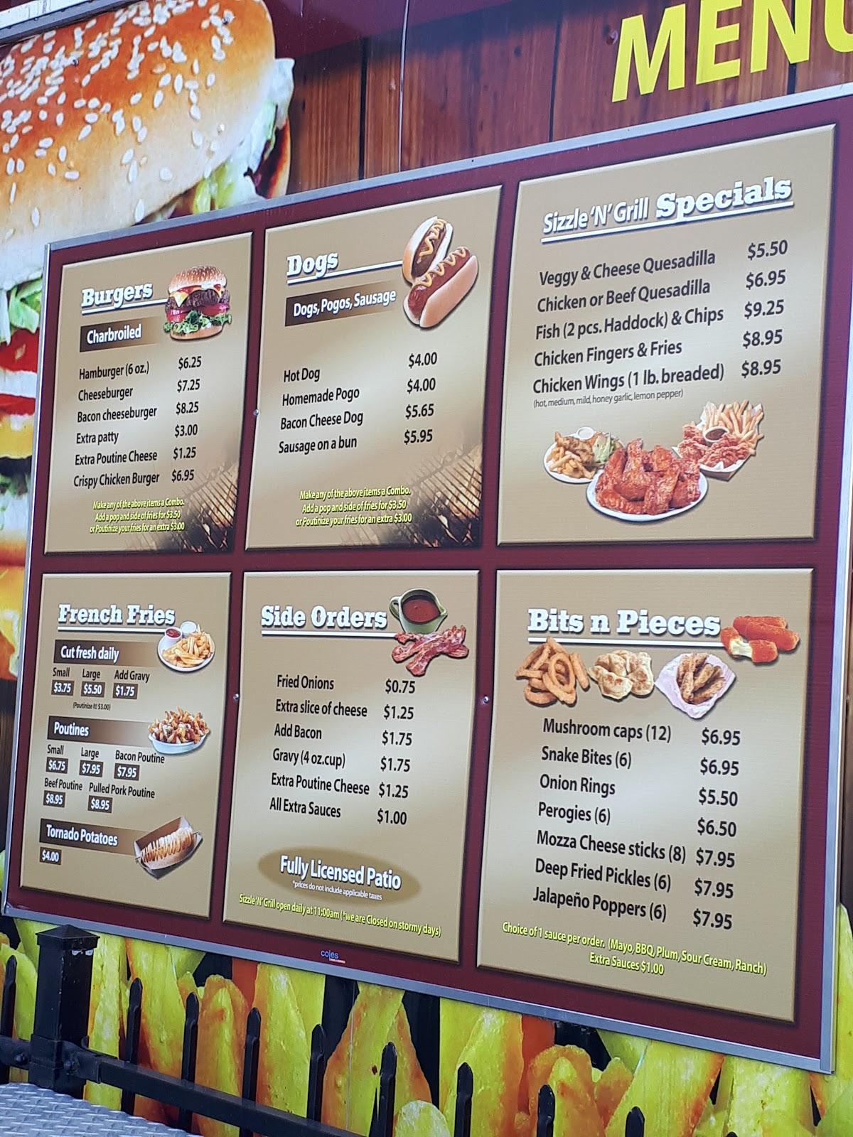 Menu at Partners sizzle'N'fries restaurant, North Bay
