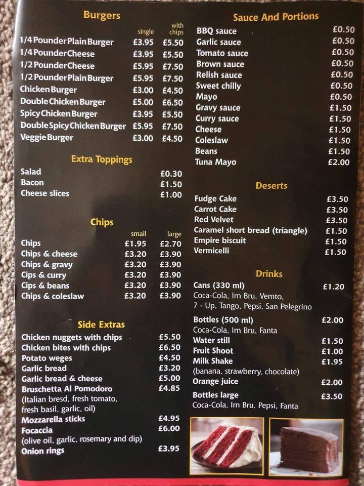 Menu at Rumbling Tum cafe, Glasgow