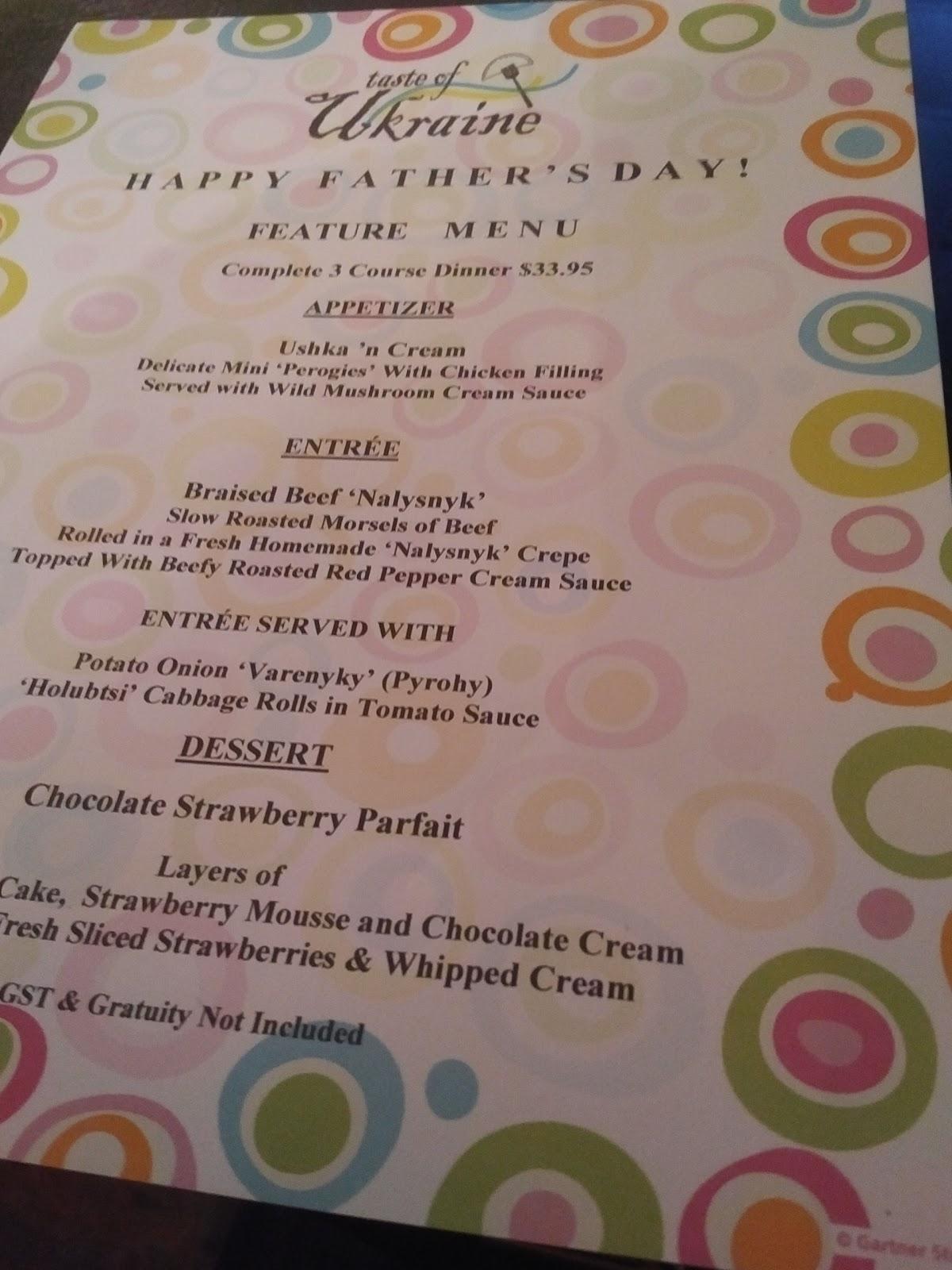 Menu at Taste Of Ukraine restaurant, St. Albert, 516 St Albert Trail