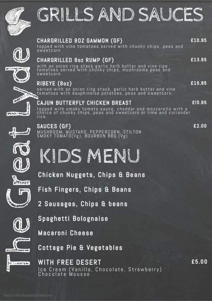 Menu at The Great Lyde pub & bar, Yeovil