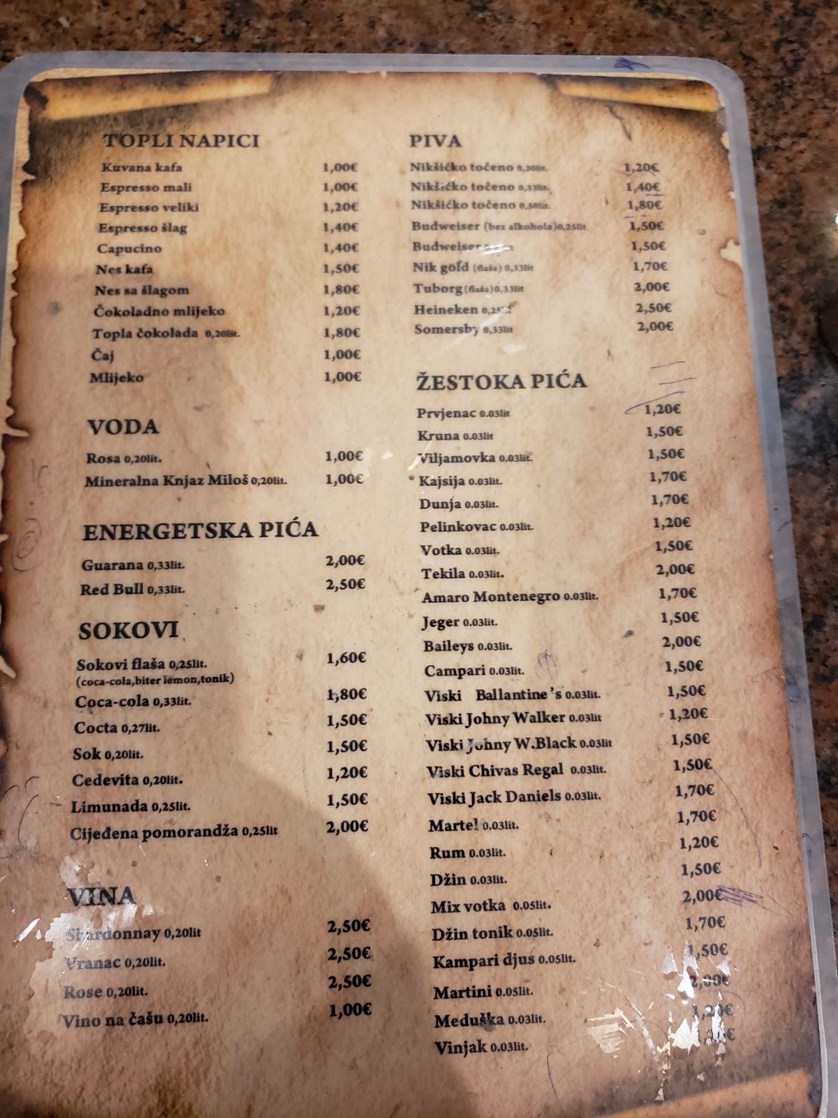 Menu at Napoleon pub & bar, Bar