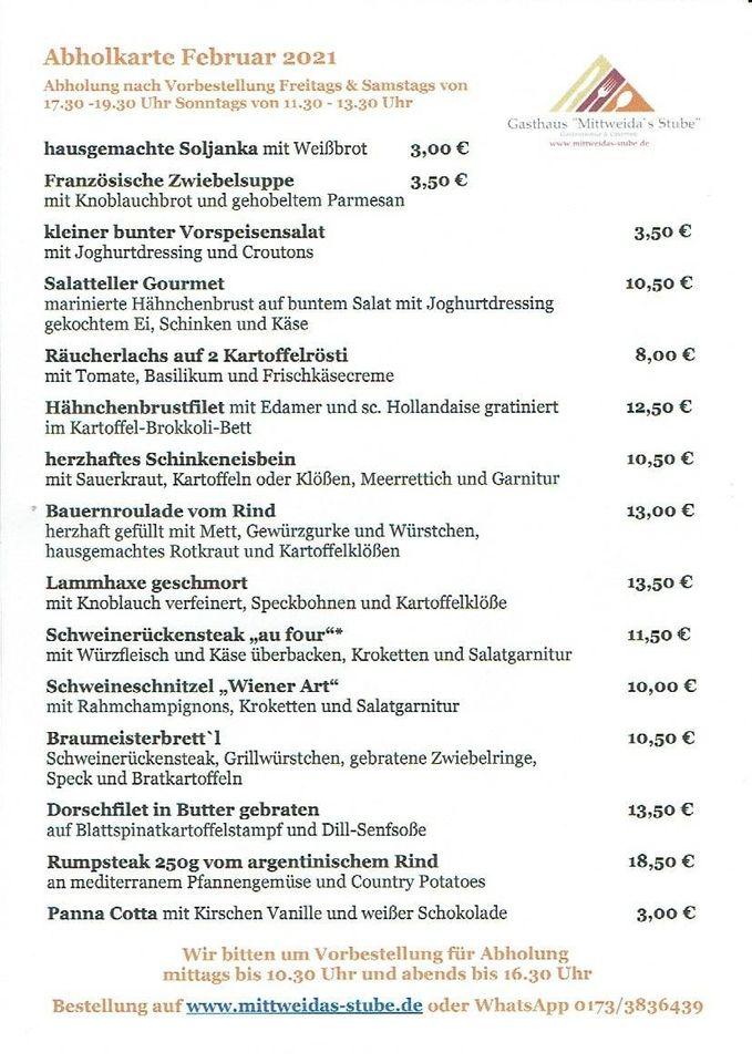 Speisekarte von Gasthaus "Mittweida`s Stube" restaurant, Mittweida