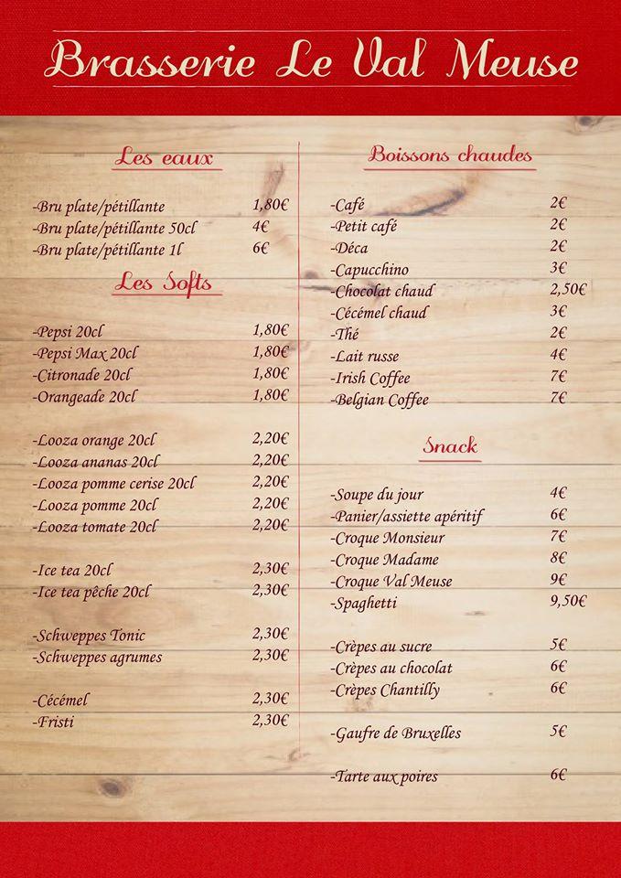 Menu au Le Val Meuse, Hastiere